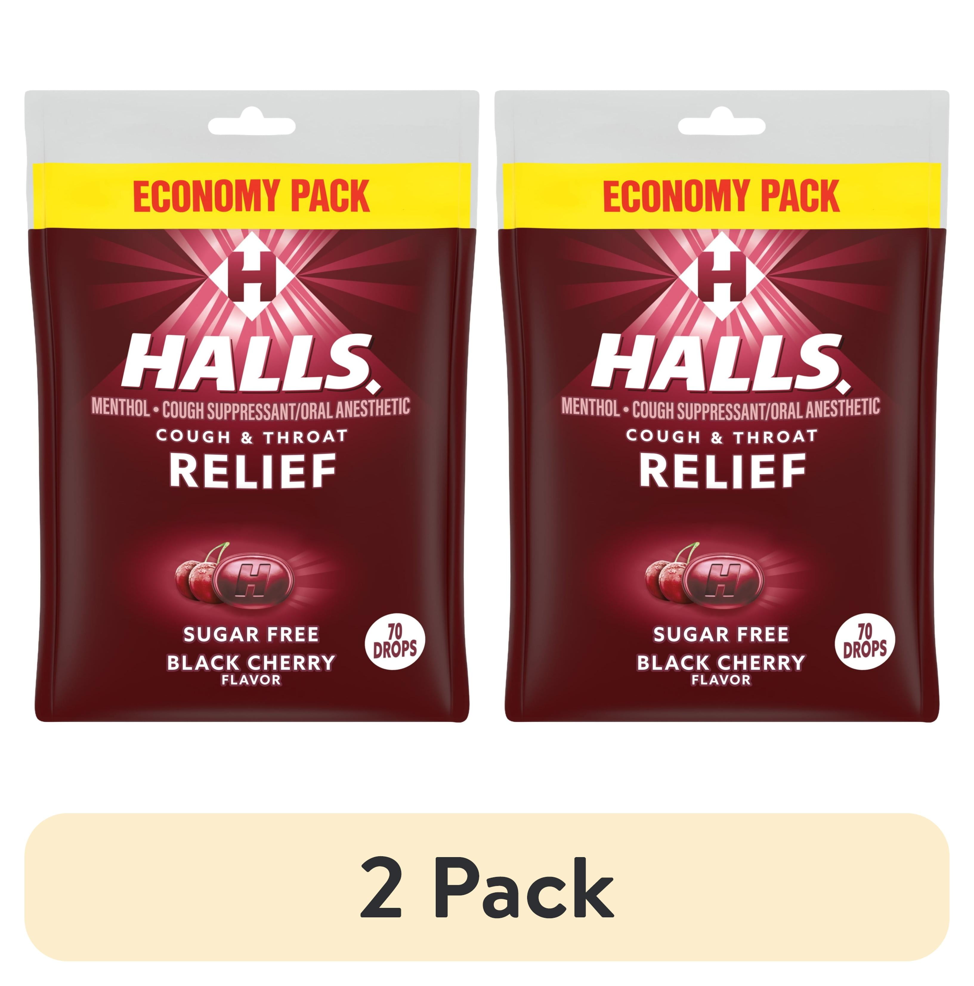 (2 pack) HALLS Relief Sugar Free Black Cherry Flavor Cough Drops ...