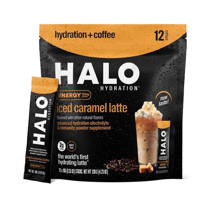 Halo Iced Caramel Latte - Energy Drink Powder, Hydrating Coffee Mix ...