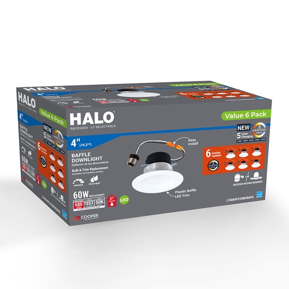 Cooper Lighting Halo 6 In. Cone Baffle Recessed Light Fixture Trim ...
