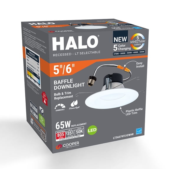 Halo Recessed LED Trim 5CCT 2700K 3000K 3500K 4000K 5000K for Indoor ...
