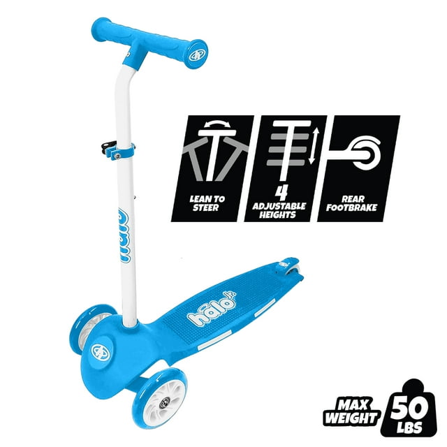 HALO Rise Above Select 3 Wheel Scooter - Blue - 50lbs Max Weight ...