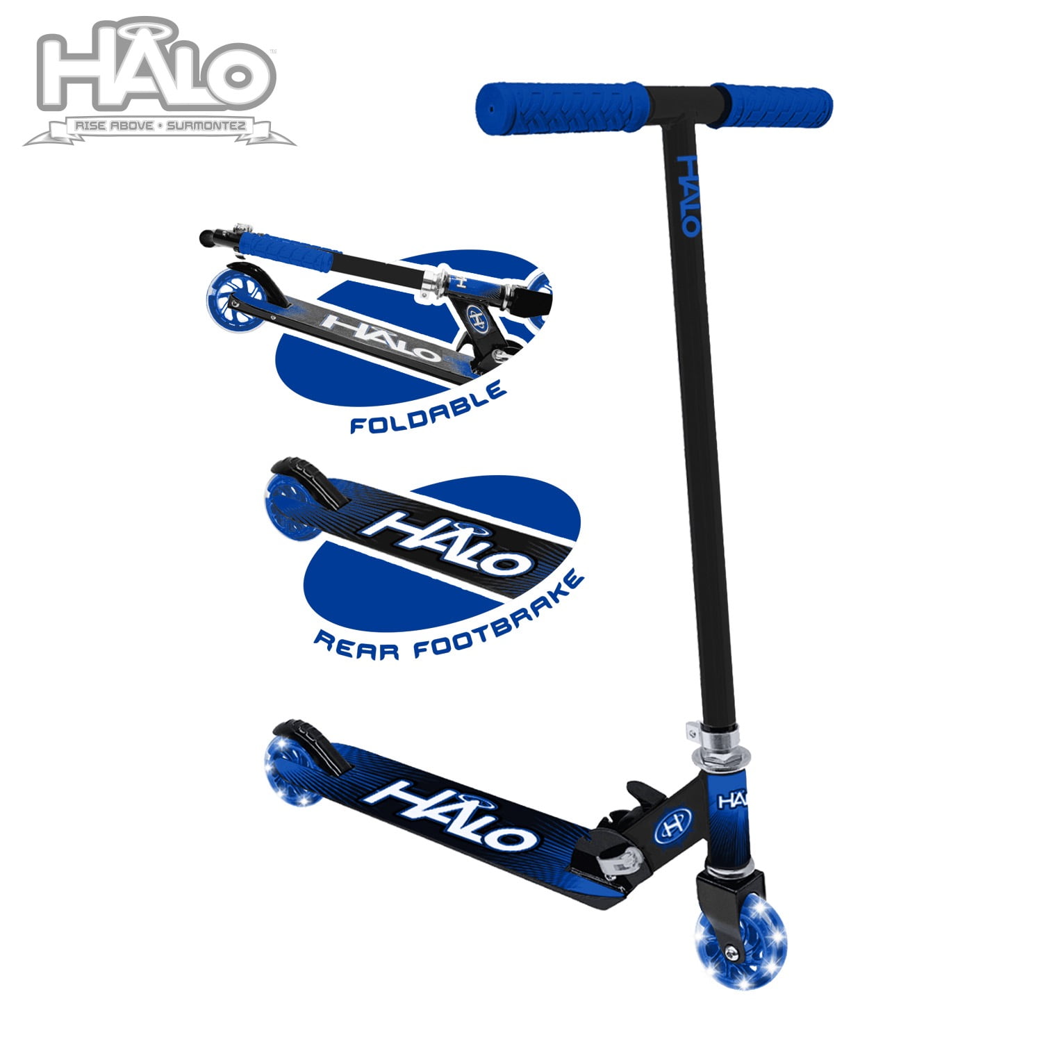 HALO Rise Above Supreme 100mm Wheel Inline Scooter - Blue - 220 lbs ...