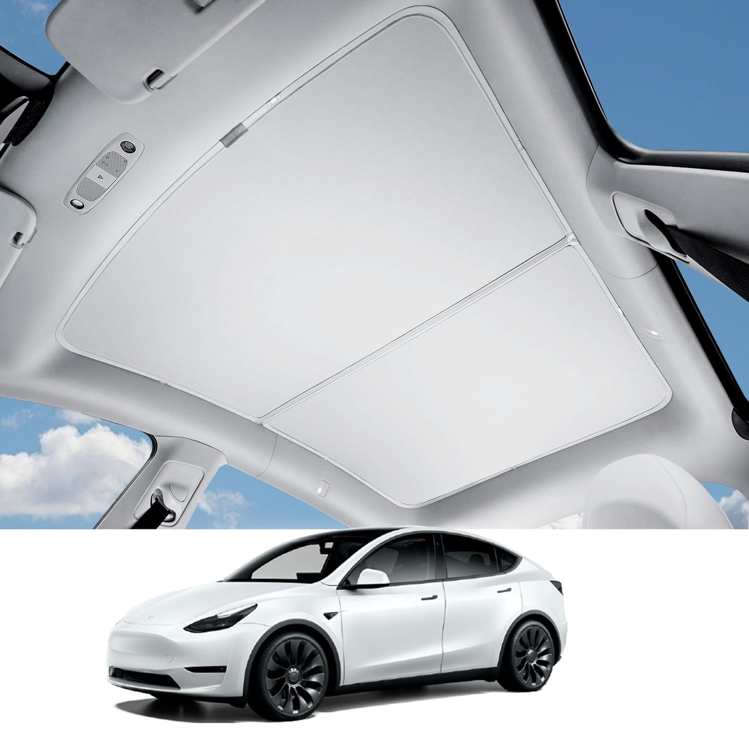 HALOBLK Non-Sag Glass Roof RRF12 Sunshade with Storage for Tesla Model ...