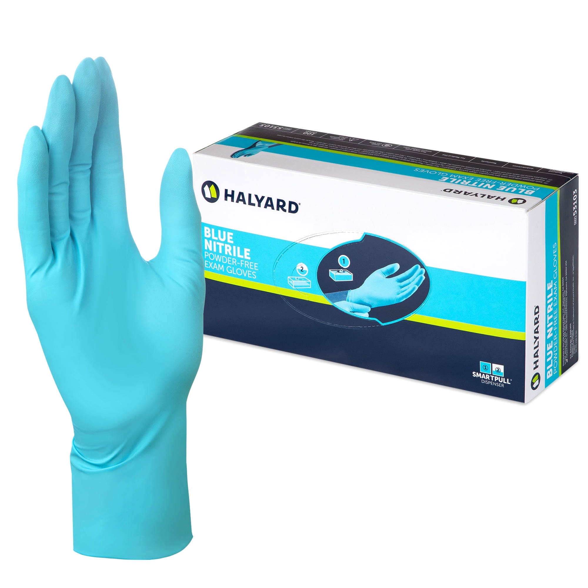 HALYARD Blue Nitrile Exam Gloves, Powder-Free, Non-Sterile, 5.9 mil, 9. ...