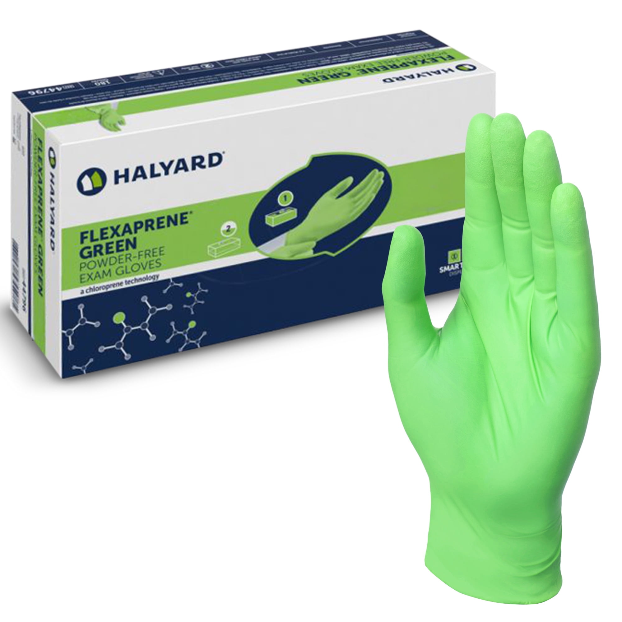 HALYARD FLEXAPRENE Green Exam Gloves, Chloroprene Technology, Non ...