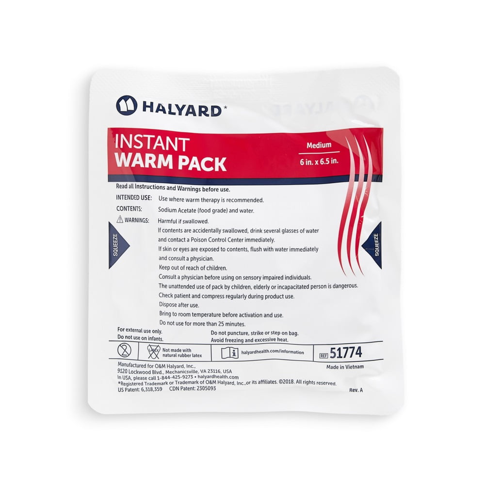 HALYARD Hot Compress Disposable Instant Warm Packs Heat Therapy Pain ...