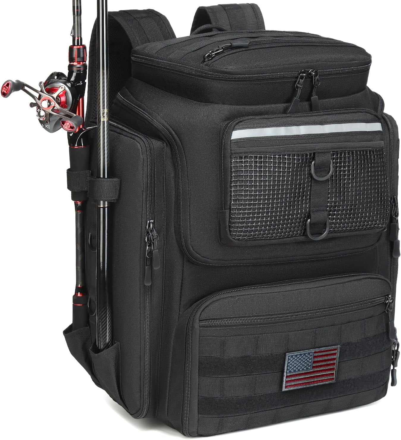HAMBOLY Fishing Backpack with Rod Holders, 40L Tackle Box Backpack for ...