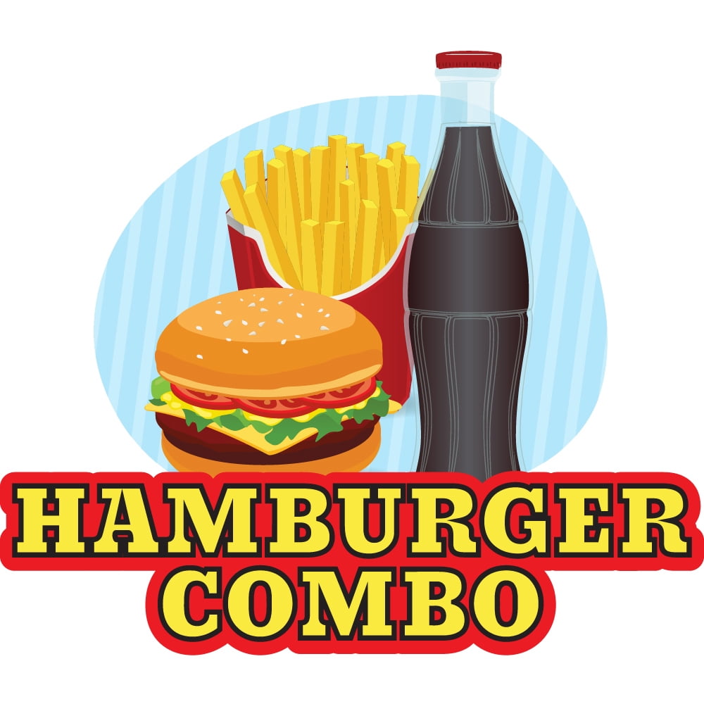 HAMBURGER COMBO 16" Concession Decal sign cart trailer stand sticker ...