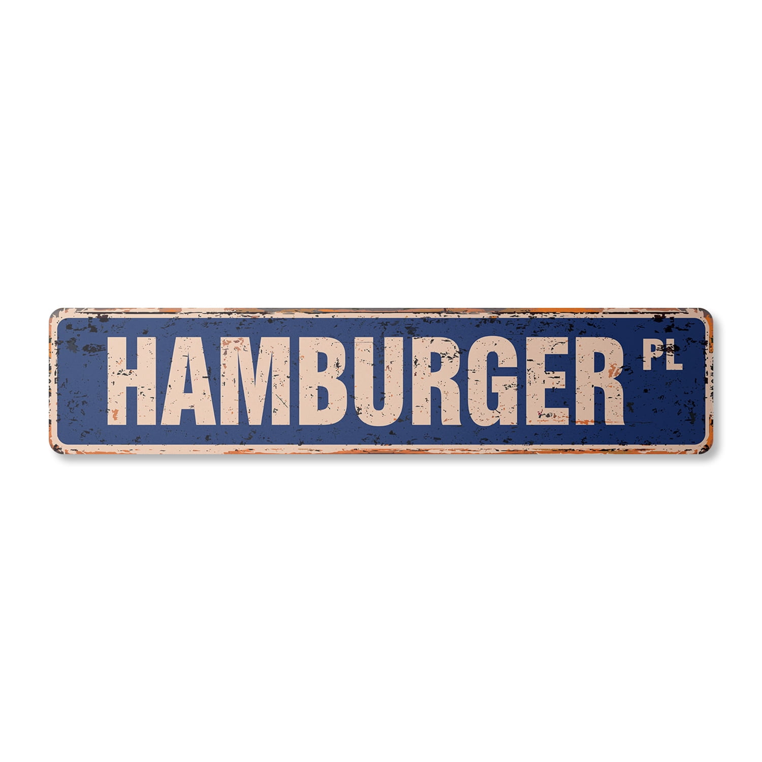 HAMBURGER Vintage Aluminum Street Sign food fast restaurant diner Metal ...