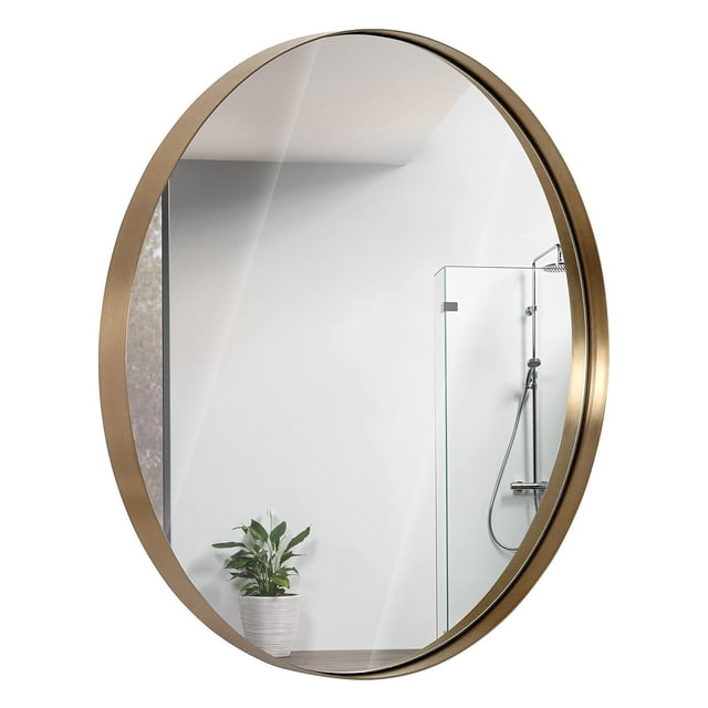 HAMILTON HILLS CONTEMPORARY BRUSHED METAL GOLD WALL MIRROR GLASS PANEL ...