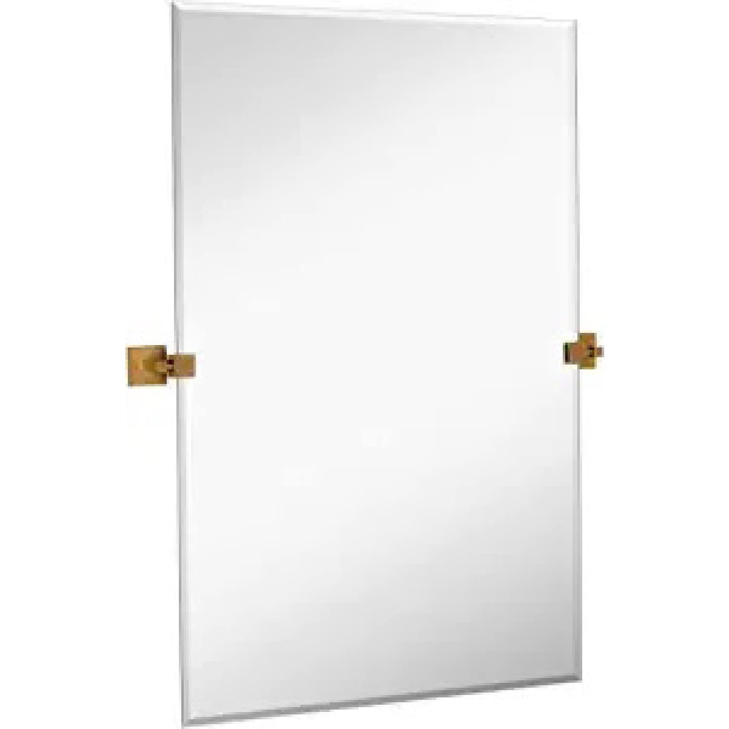 Hamilton Hills Large Hanging Wall Mirror, Gold Rectangle Square Pivot ...