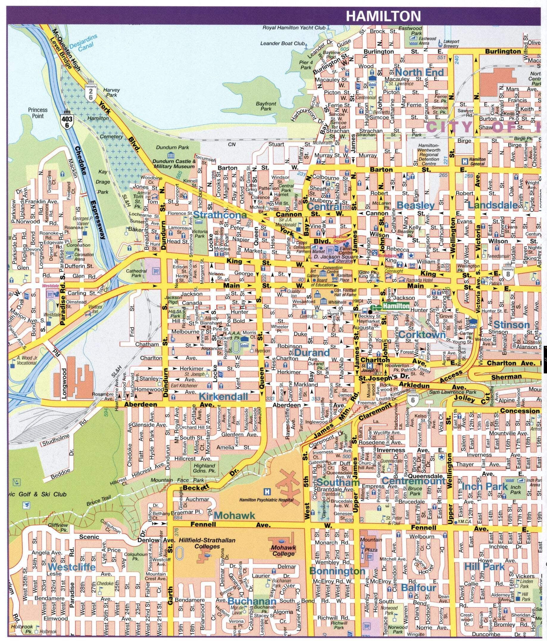 Hamilton Ontario Canada Map Glossy Poster Picture Photo Print Banner ...
