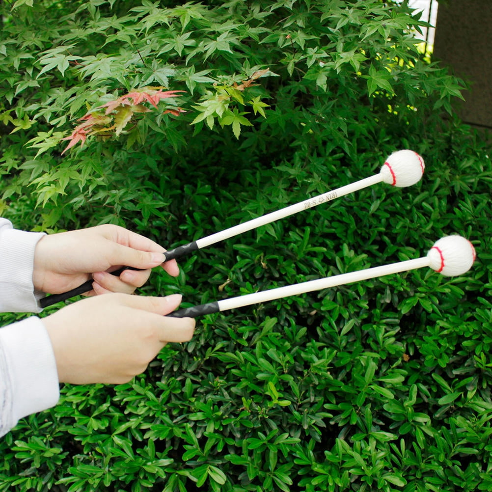 HAMPPLIES 1 Pair White ABS Rubber Woolen Yarn Marimba Drumstick for ...