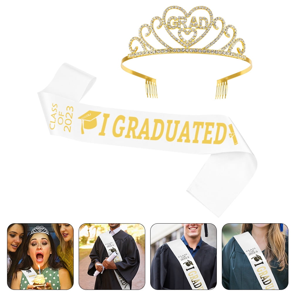 HAMPPLIES 1 Set Graduation Sash Crown Tiara Kit Graduation Sash Tiara ...