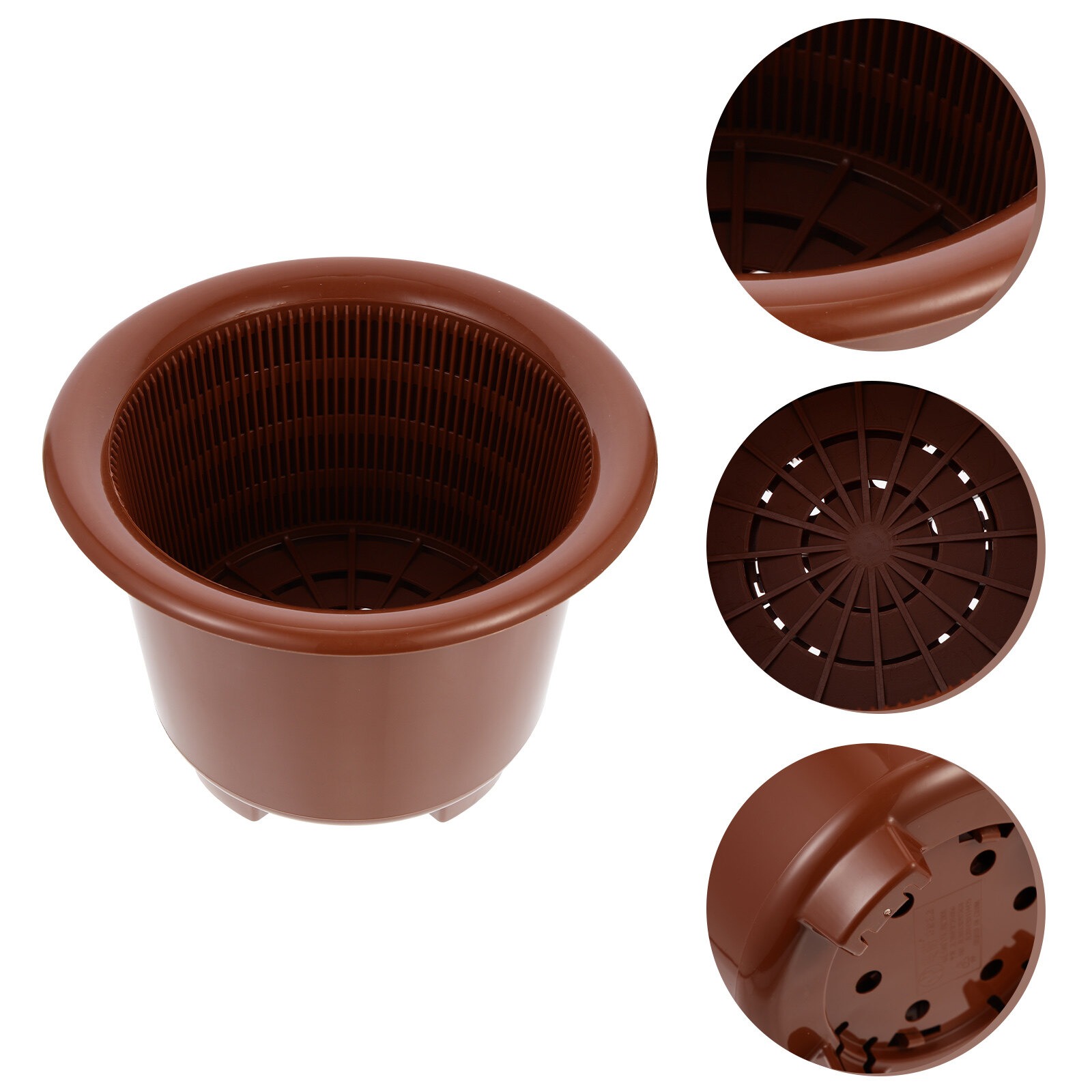 HAMPPLIES 1 Set Round Coffee Colored Plastic Flower Containers For ...