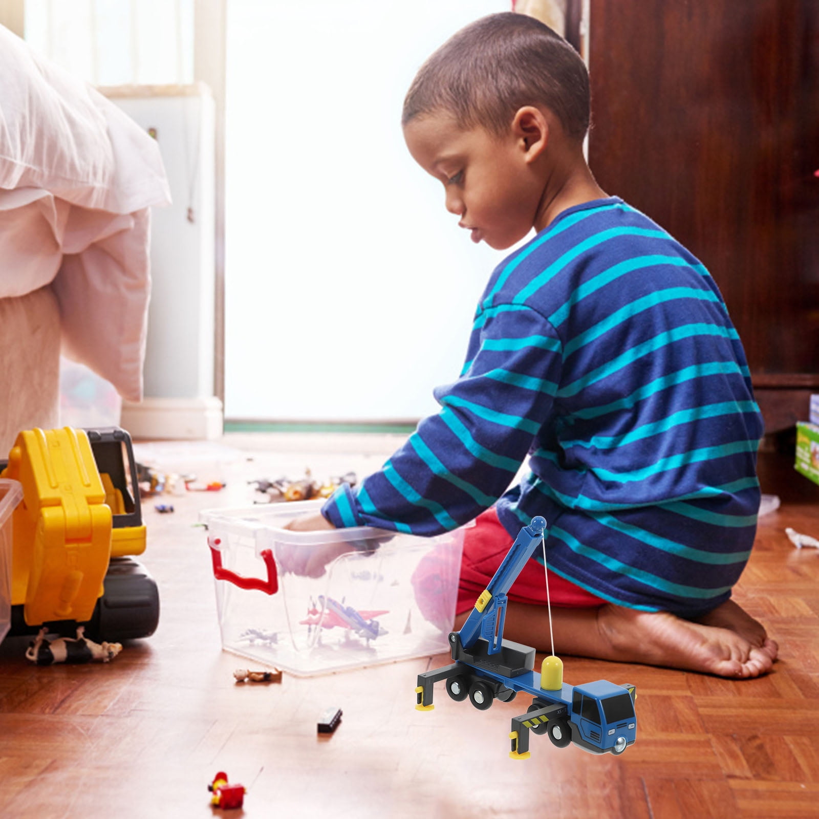 HAMPPLIES 1 Set Toy Construction Vehicles 17X6.7in Blue Plastic Crane ...