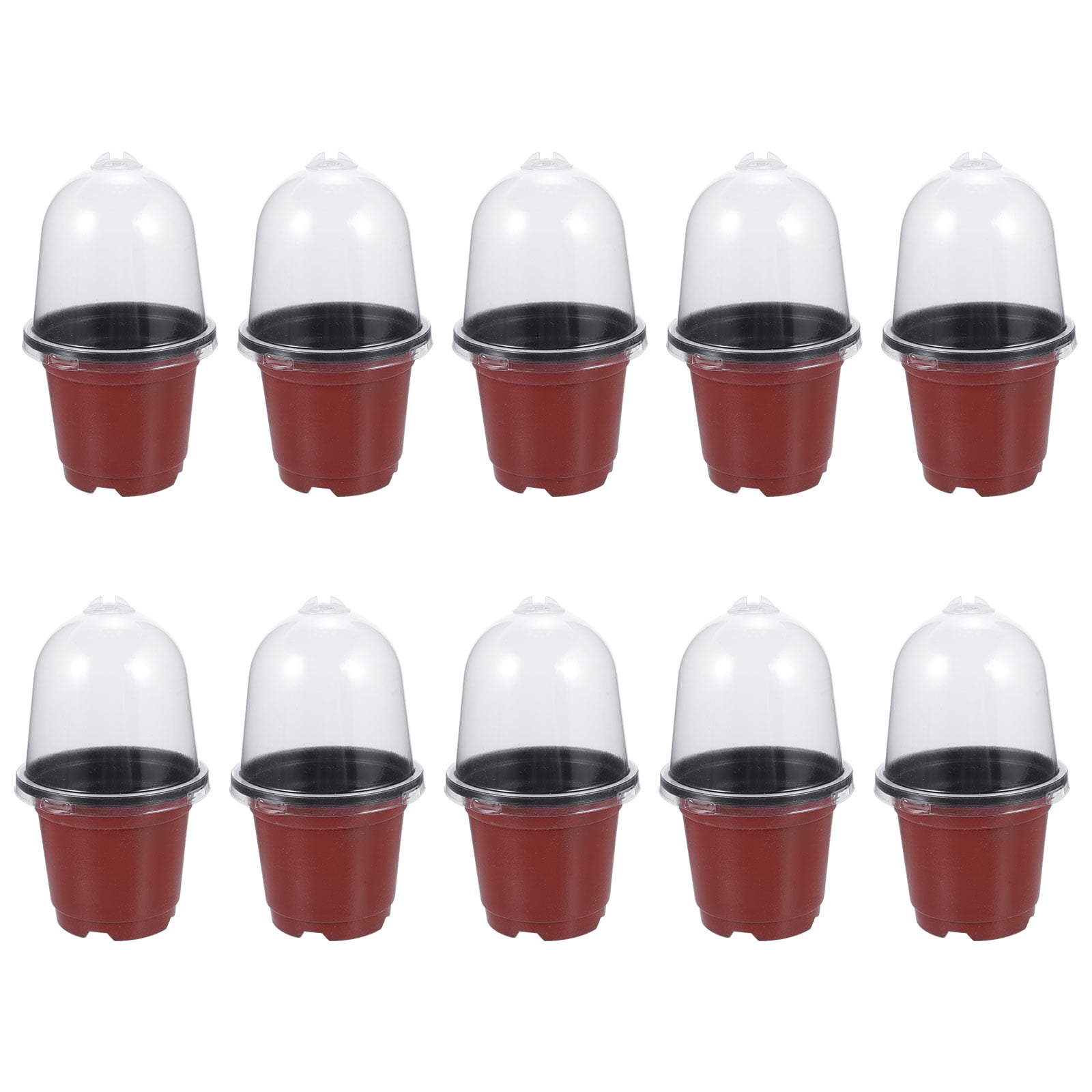 HAMPPLIES 10 Sets Dark Red Nursery Pots For Outdoor Planting Plant ...