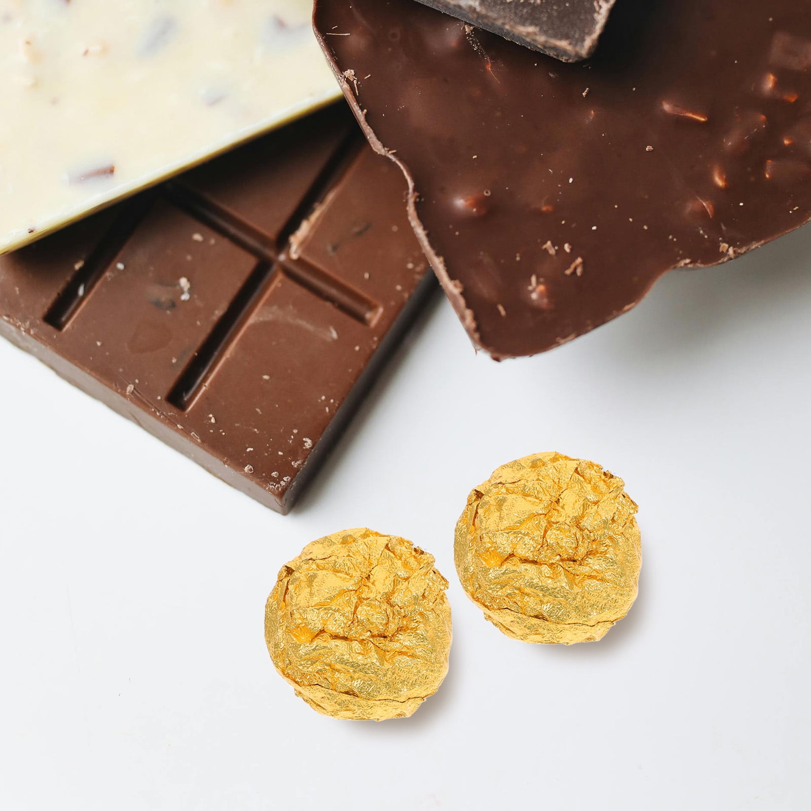 HAMPPLIES 100Pcs Gold Tin Foil Wrappers for Chocolate Square Shape ...