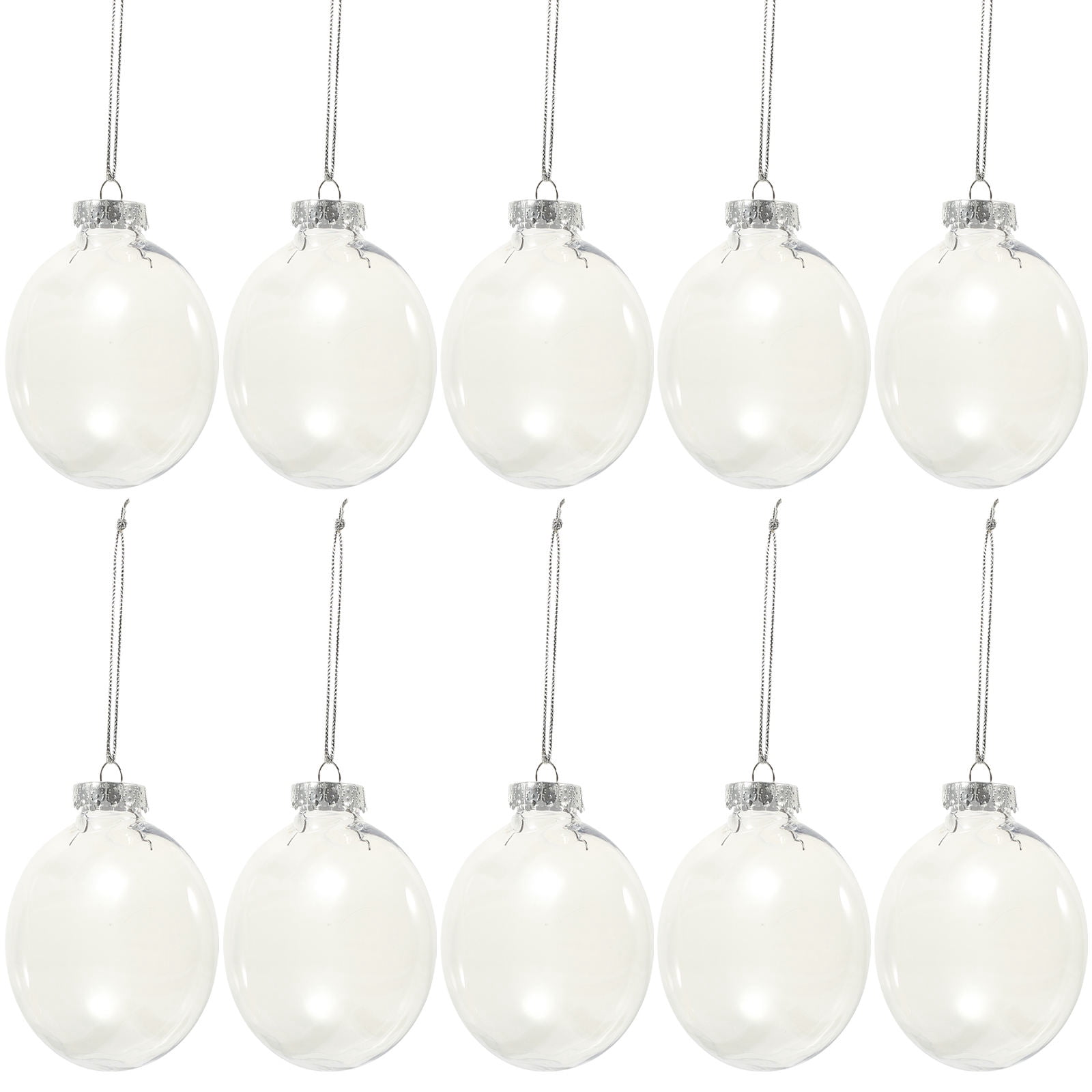 HAMPPLIES 10Pcs Clear Fillable Balls Flat Ball Shape for Christmas Tree ...