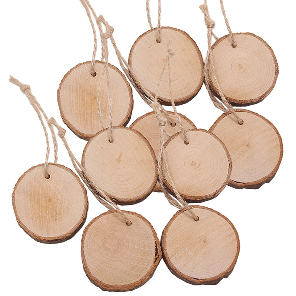 HAMPPLIES 10Pcs Diy Pendant Wooden Rounds for Crafts Rustic Style for ...