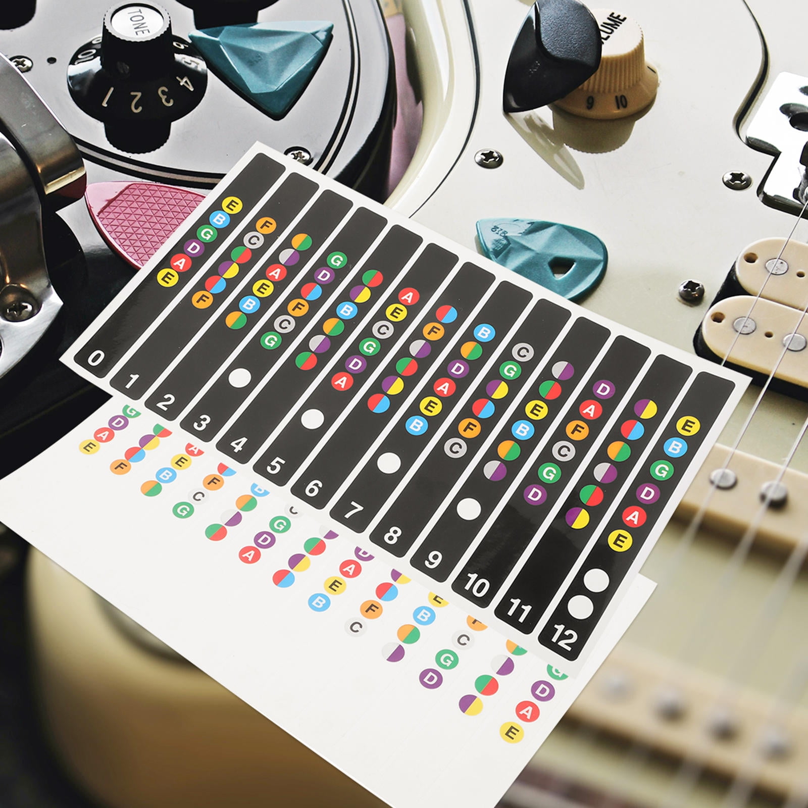 HAMPPLIES 10Pcs Guitar Fretboard Stickers for Note Identification in ...