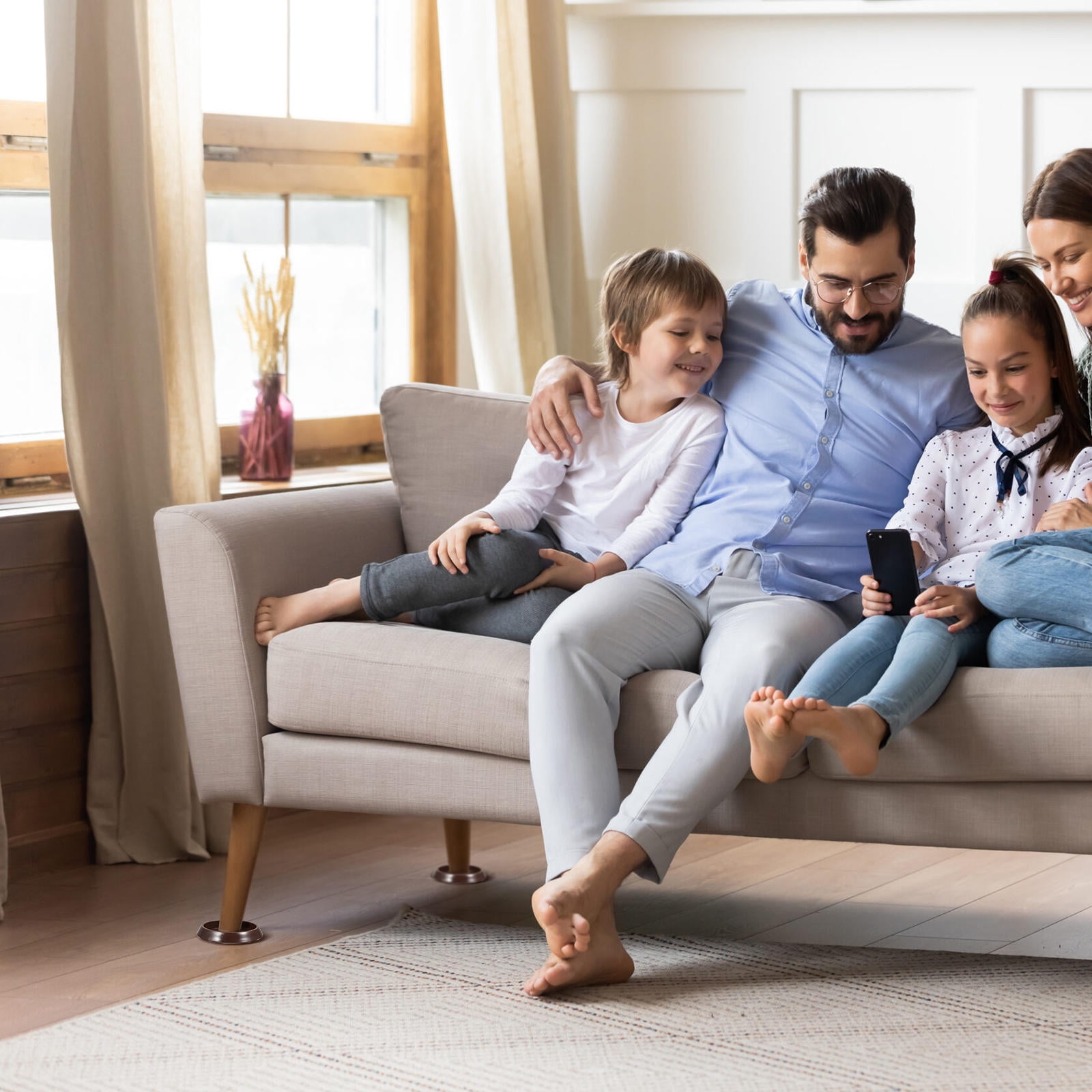 HAMPPLIES 10Pcs Pads for Furniture Legs Round Plastic Floor Protection ...