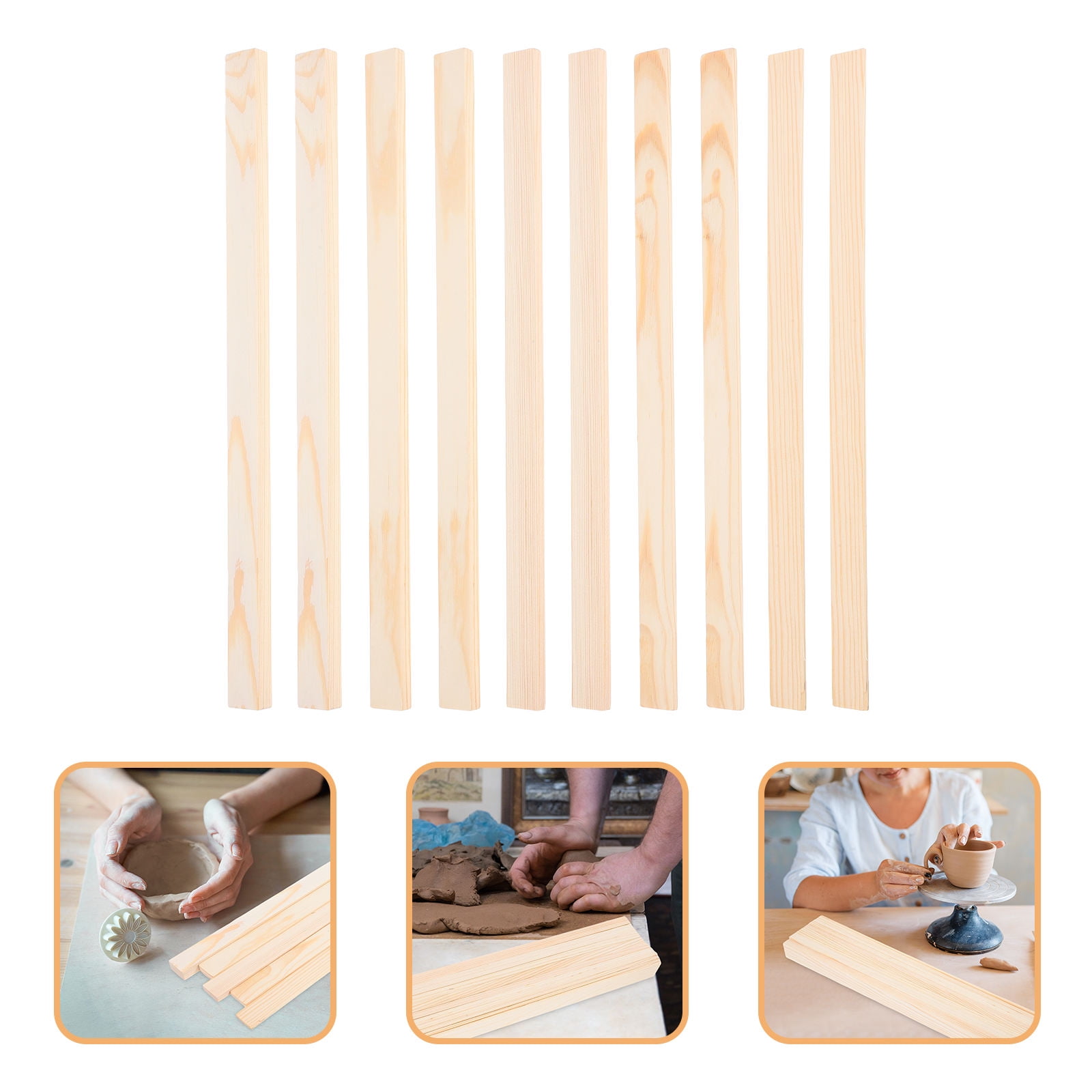 HAMPPLIES 10Pcs Pottery Teaching Rolling Mud Stick Guide Wooden For ...