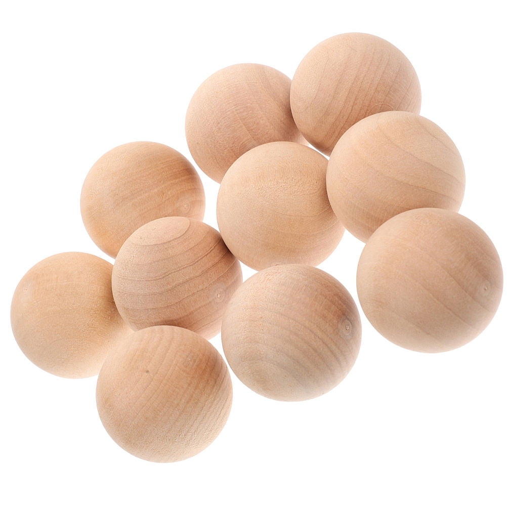 HAMPPLIES 10Pcs Solid Wooden Ball for Craft Material Khaki 4.5X4.5X4 ...