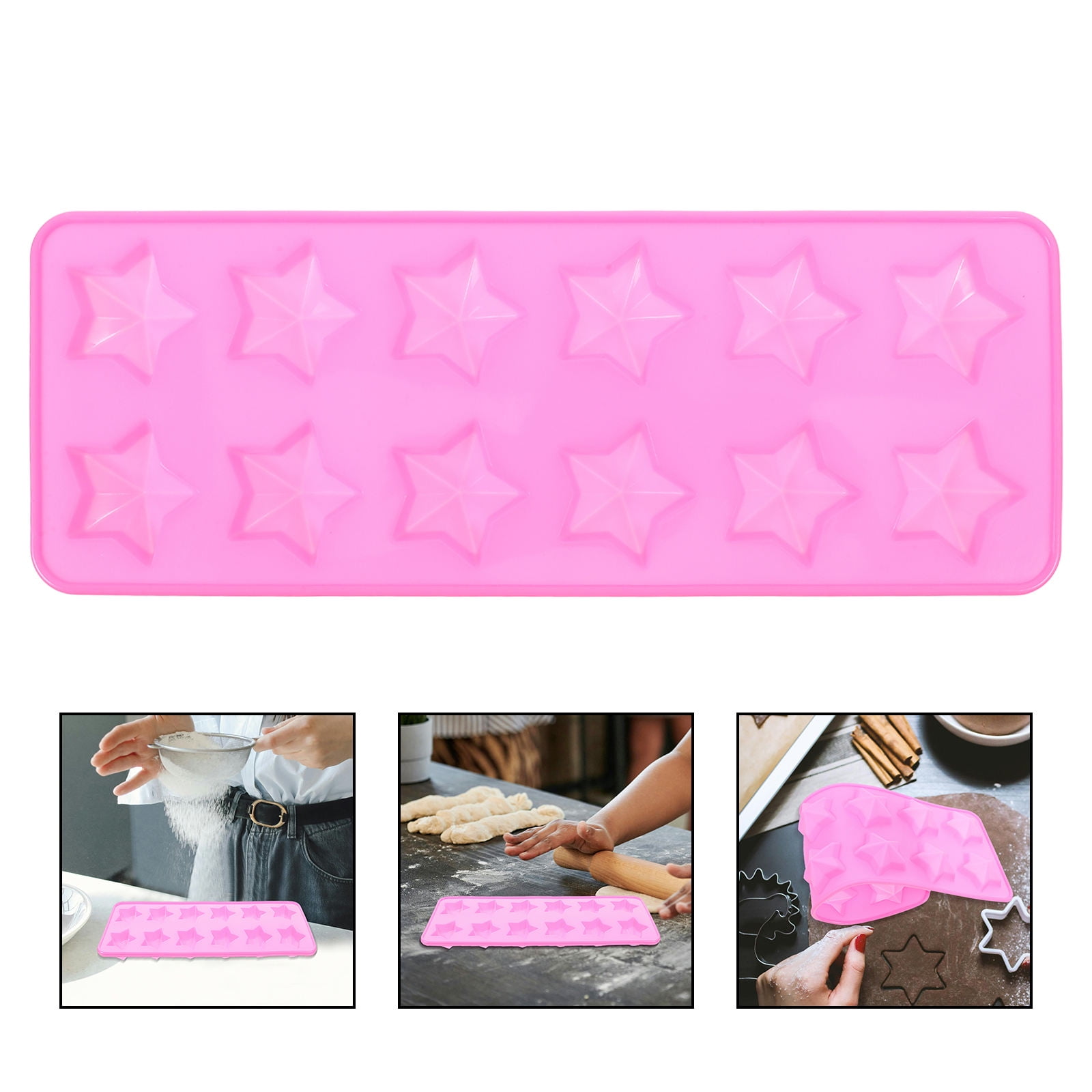 HAMPPLIES 12-Cave Star Chocolate Mold Silicone for Baking Easy ...