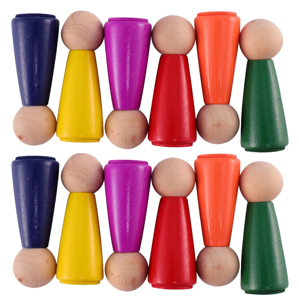 HAMPPLIES 12Pcs Diy Wood Figures Puppet Toy Kid Decorative Wood Peg ...