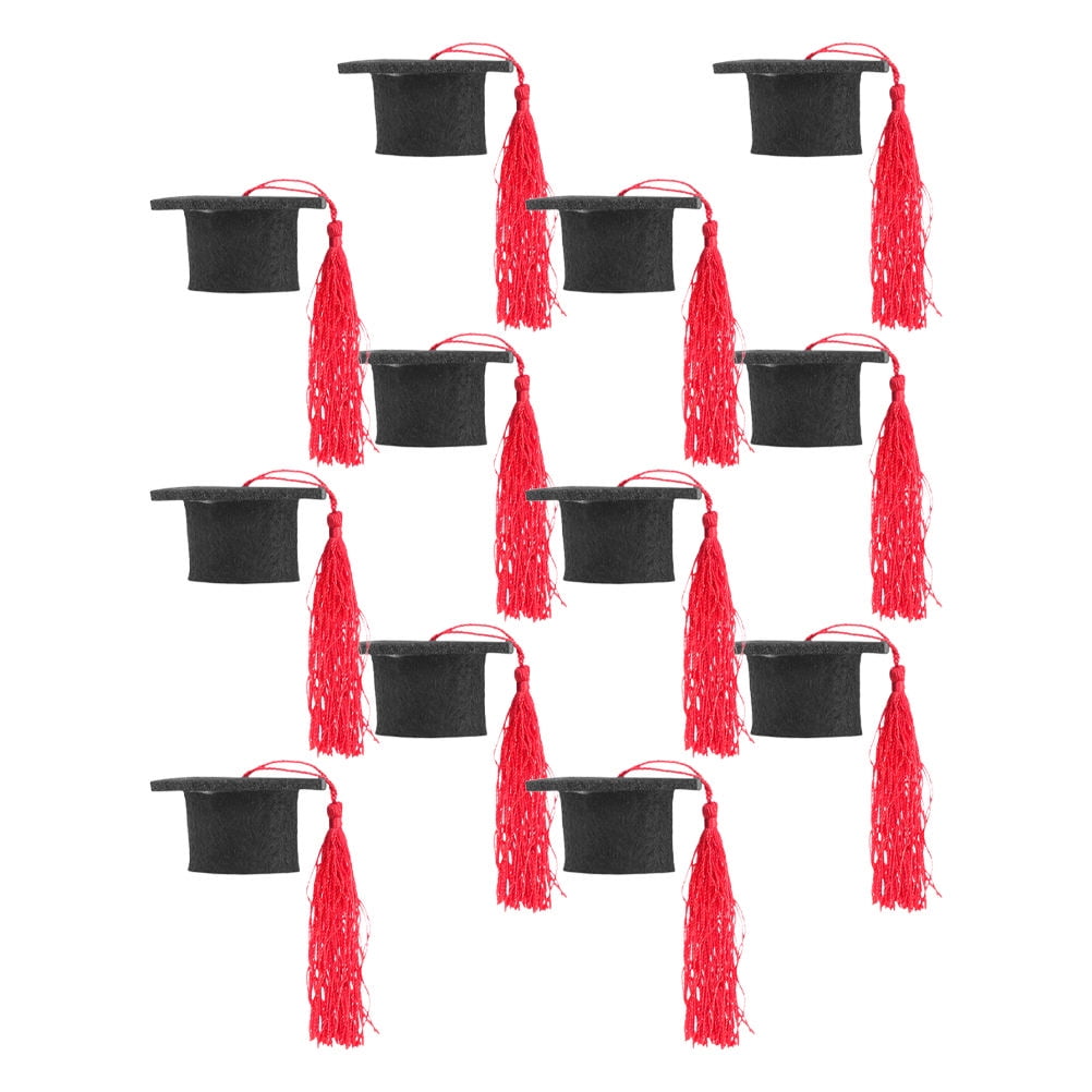 HAMPPLIES Red Mini Graduation Hat Bottle Toppers Nonwovens Material for ...