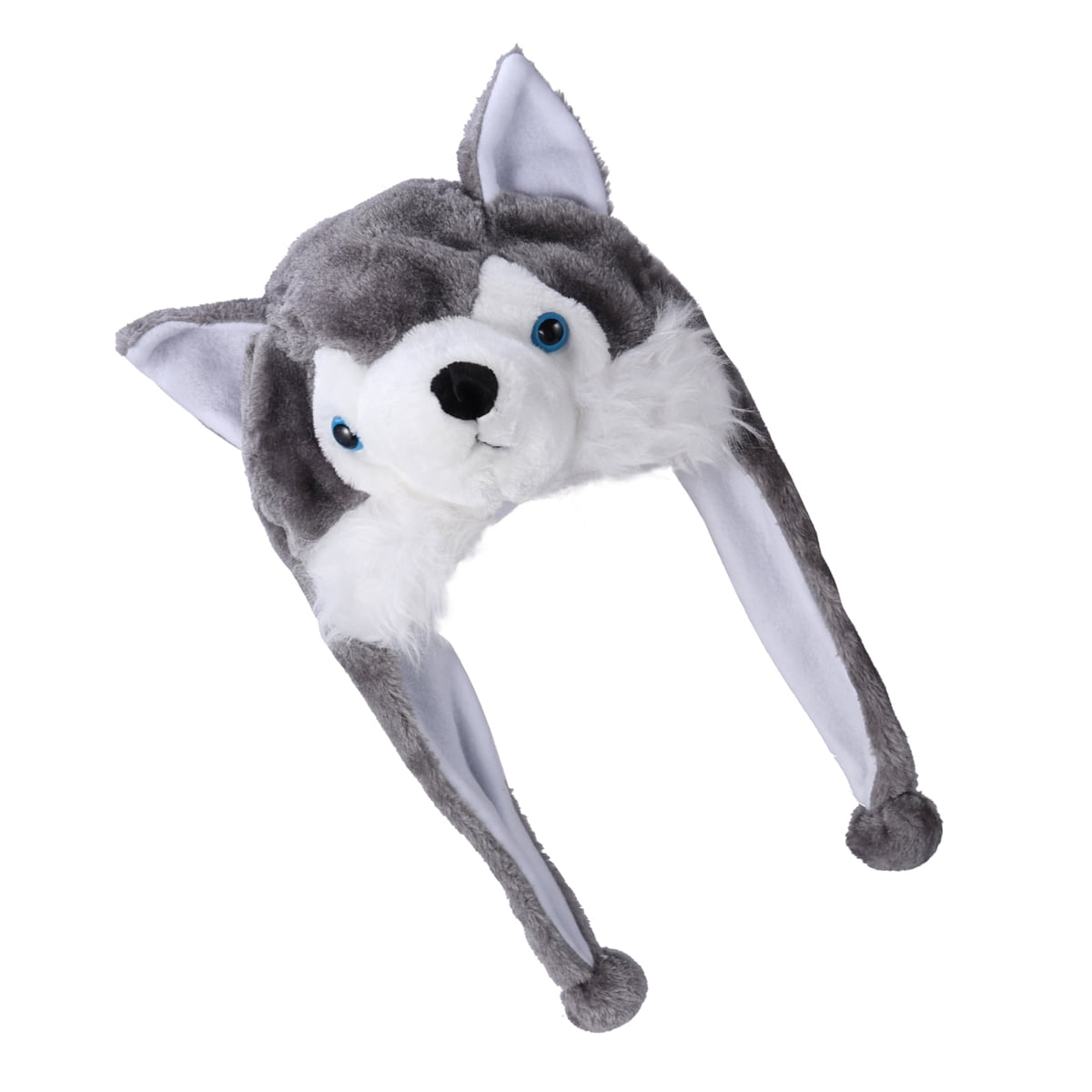 HAMPPLIES 1Pack Flap Hat For Show In Grey Plush With Animal Shape And ...