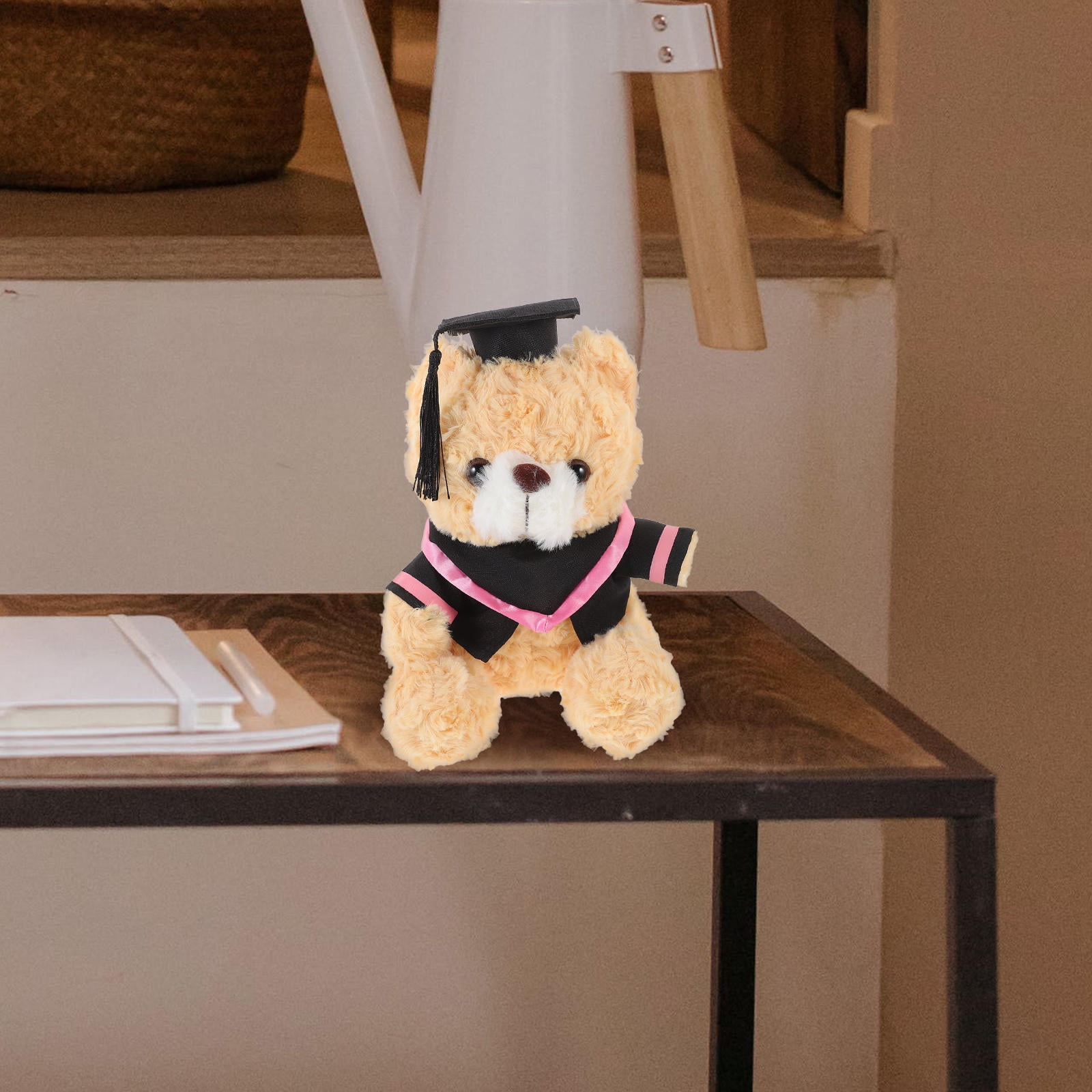 HAMPPLIES 1Pack Graduation Bear Doll Light Brown Pink Stripes Stuffed ...
