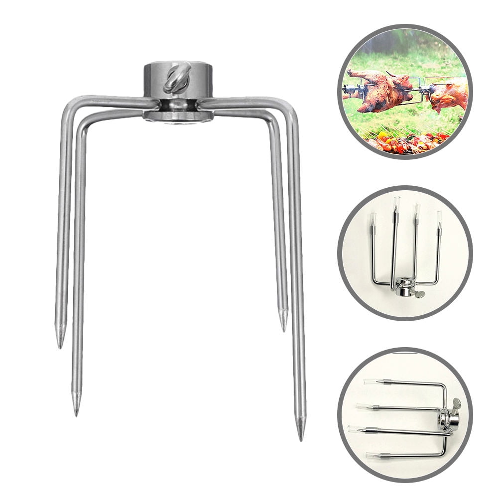HAMPPLIES 1Pack Grill Rotisserie Meat Forks Silver Rotisserie Spit Fork ...