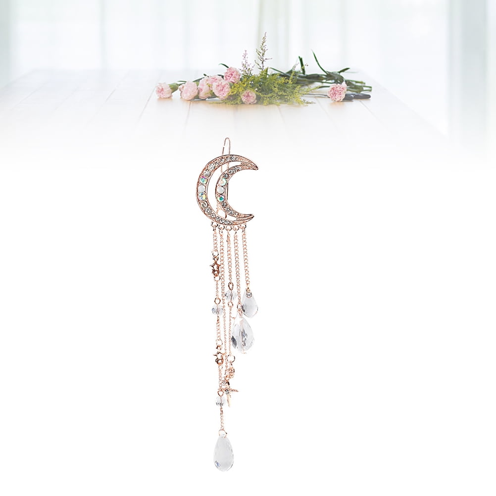 HAMPPLIES 1Pack Moon Shape Tassel Drop Rose Gold Hair Barrette For ...