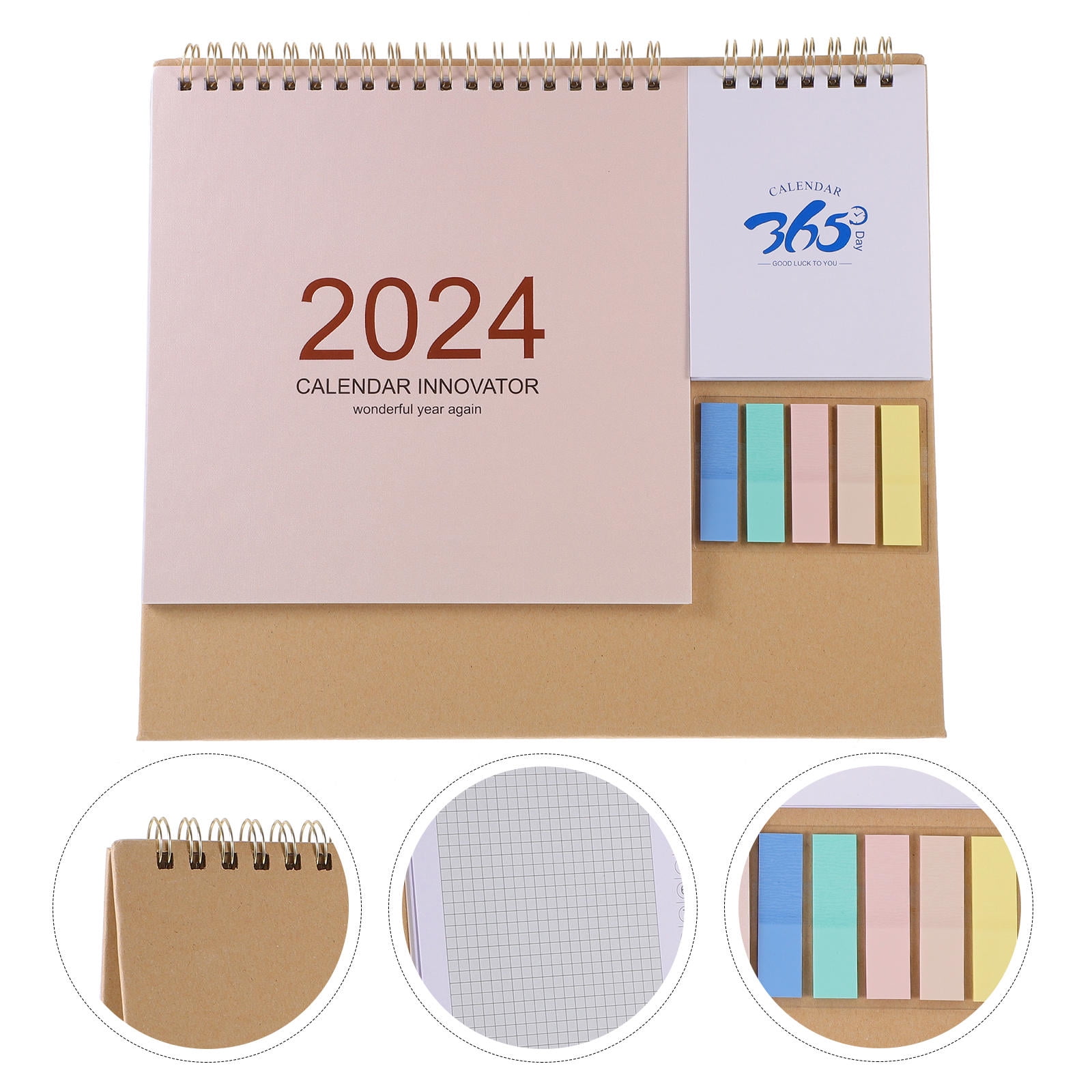 HAMPPLIES Daily Planning Office Desktop Calendar Pink Paper 1Pack 10 ...