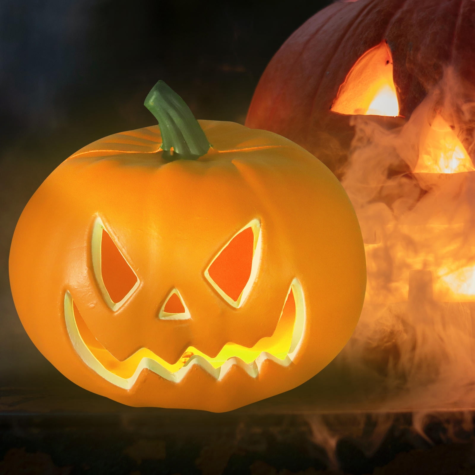 HAMPPLIES Decorative Pumpkins Pumpkin Light Statue Orange Plastic 1Pack ...