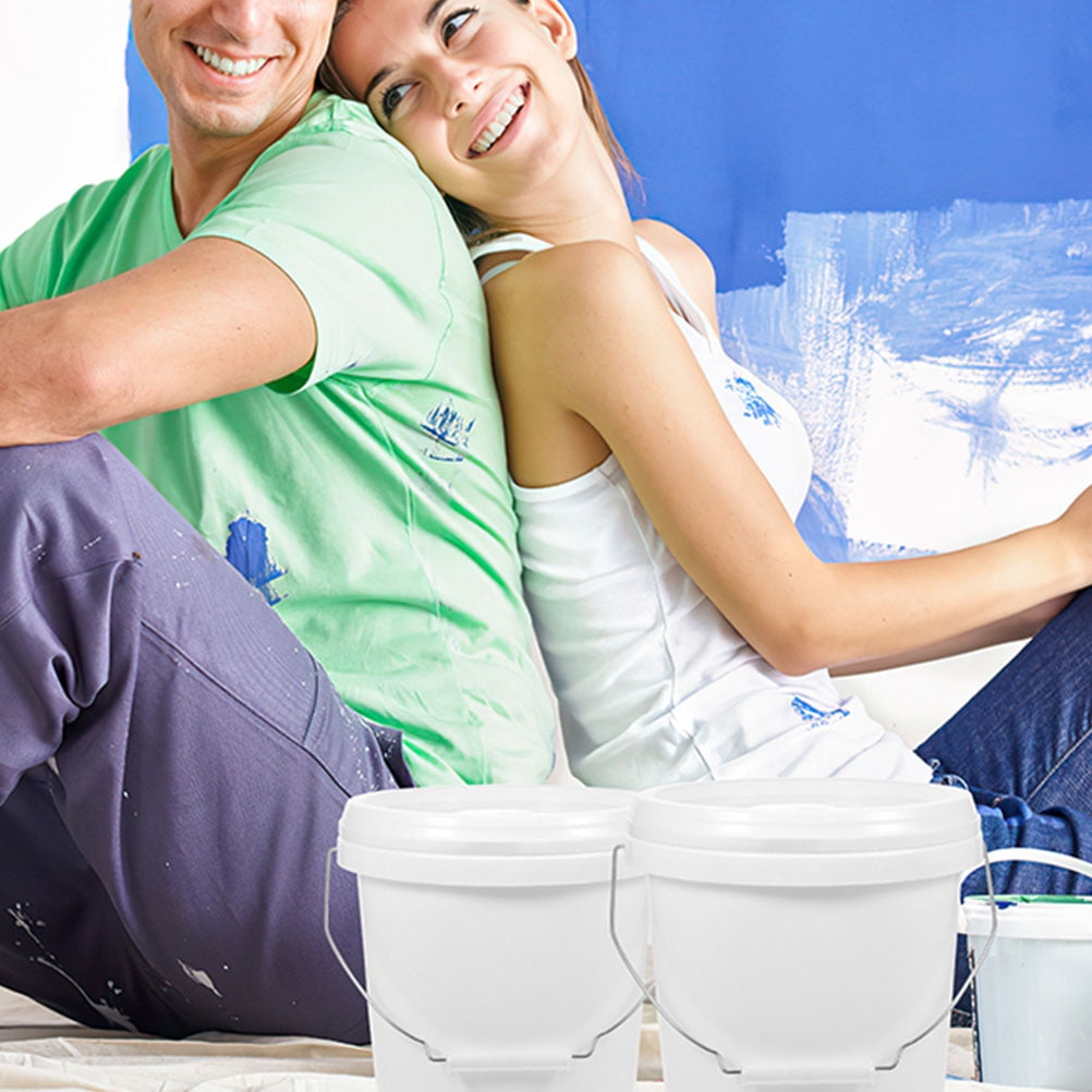 HAMPPLIES 1Pack Round Plastic Bucket With Lid And Handle For Water ...