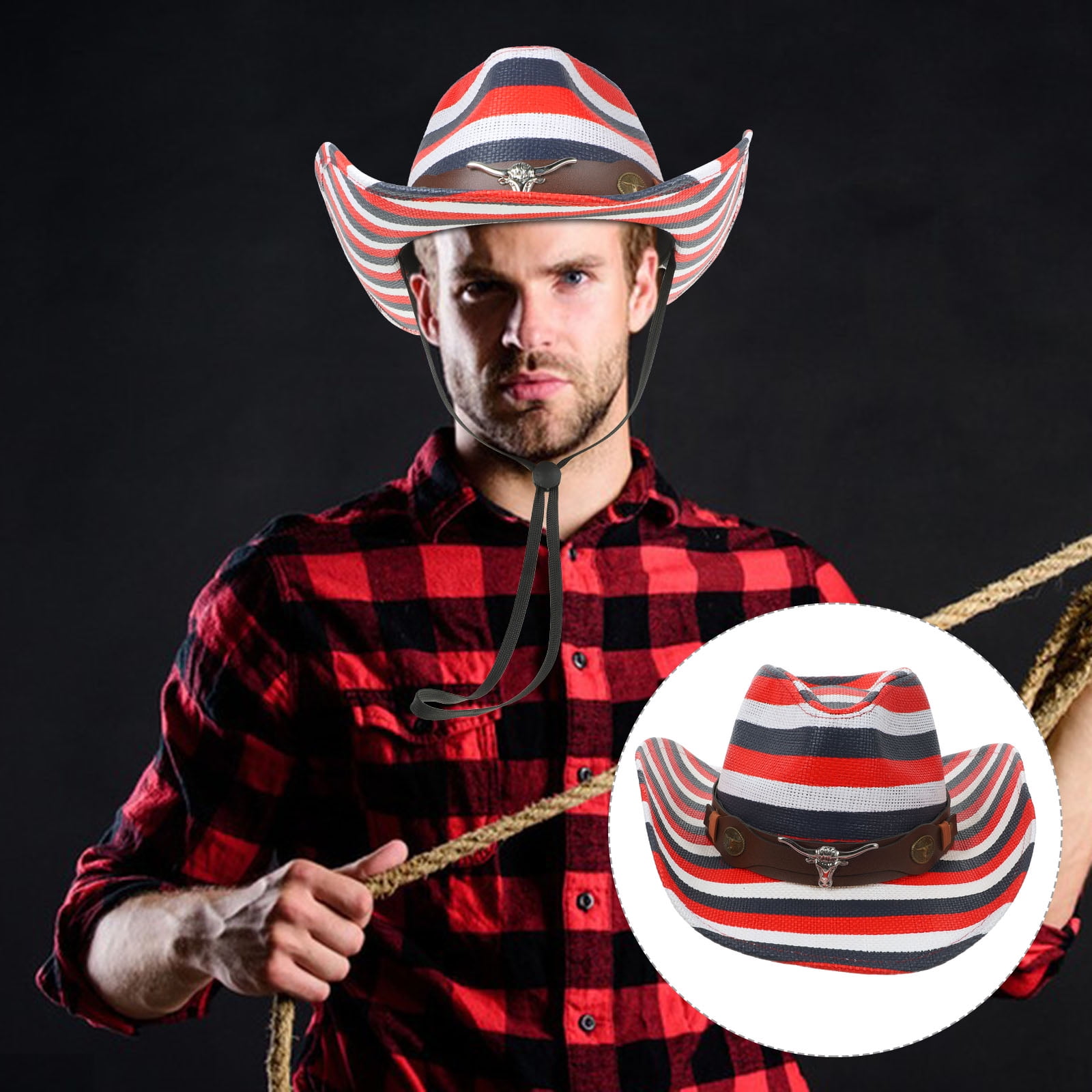 HAMPPLIES 1Pack Western Hats For Men Wide Brim Multi Color Gummed ...