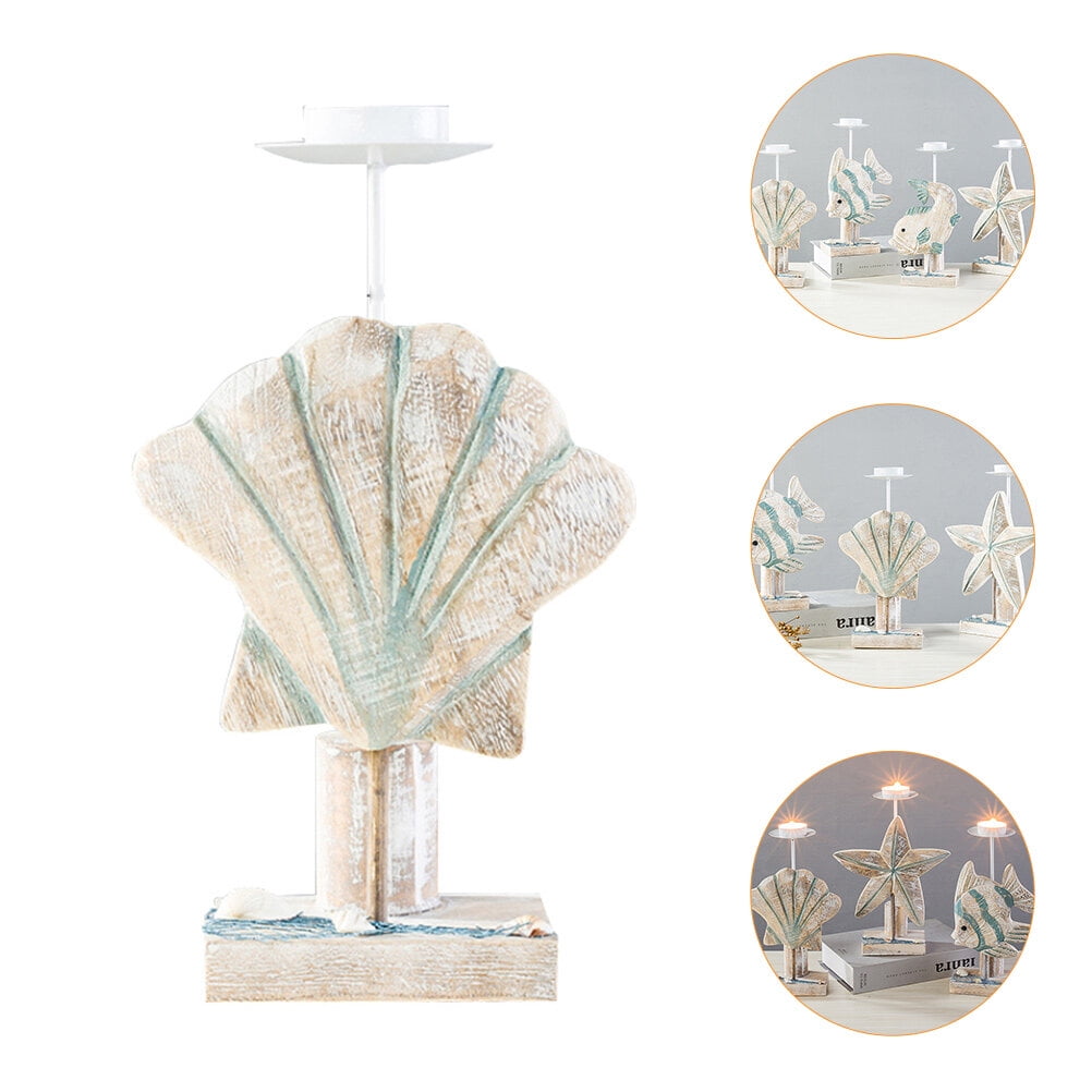 HAMPPLIES 1Pack White Plastic Shell Shaped Candlestick 13.8X7CM For ...