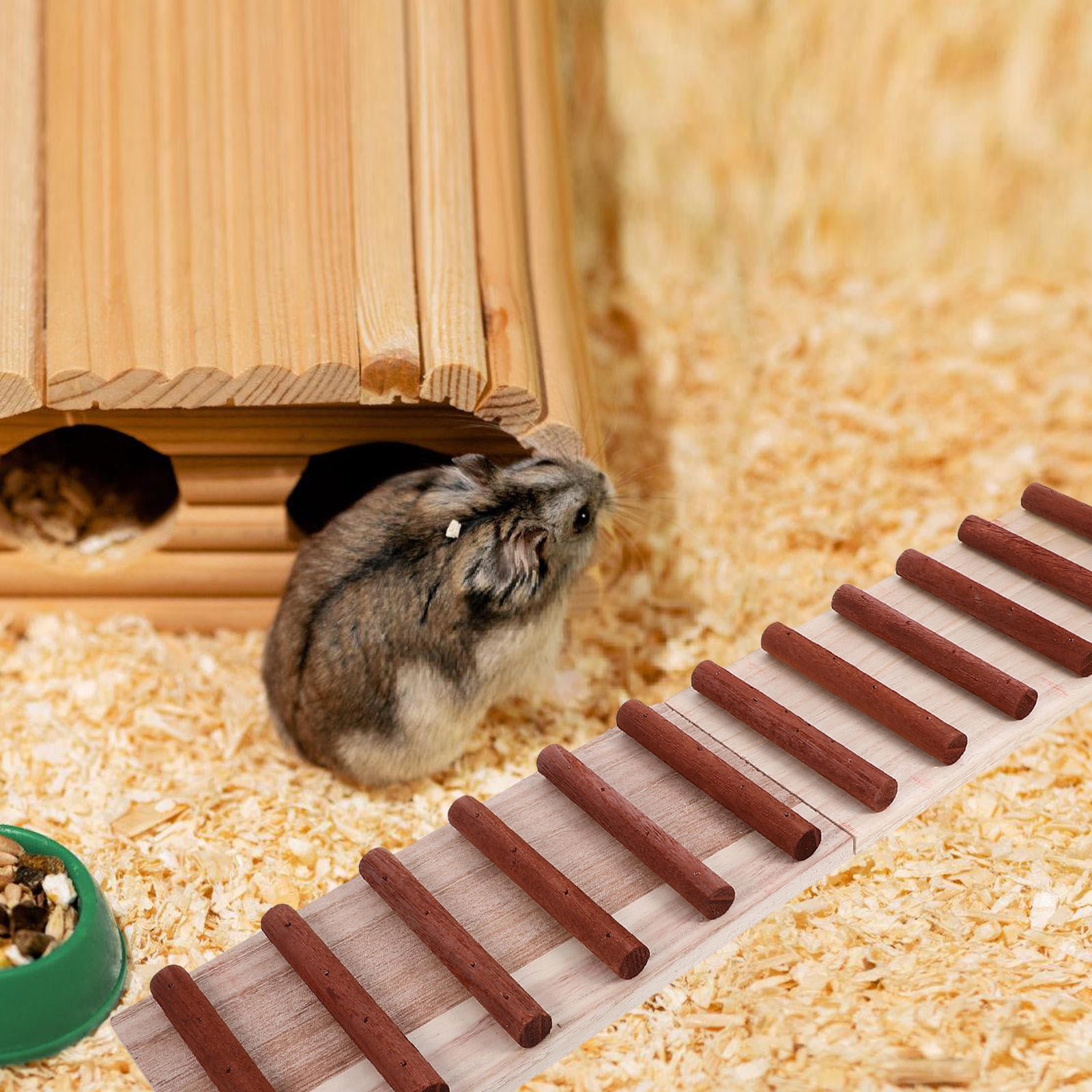 HAMPPLIES Natural Style Hamster Ladder Toy Khaki Wooden 1Pcs 11.8X5.7X0 ...