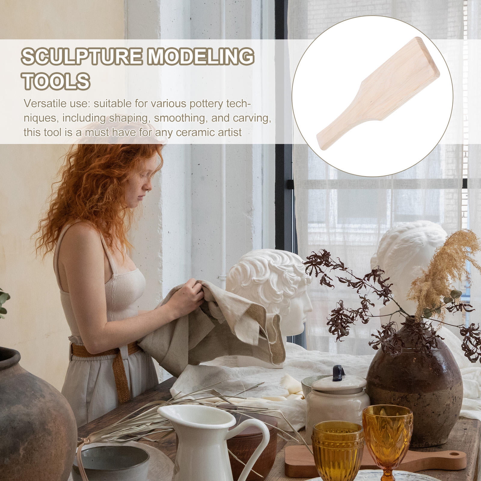 HAMPPLIES 1Pack Wooden Paddle for Pottery Ceramics Clay Tool 7.7X2.4X0 ...