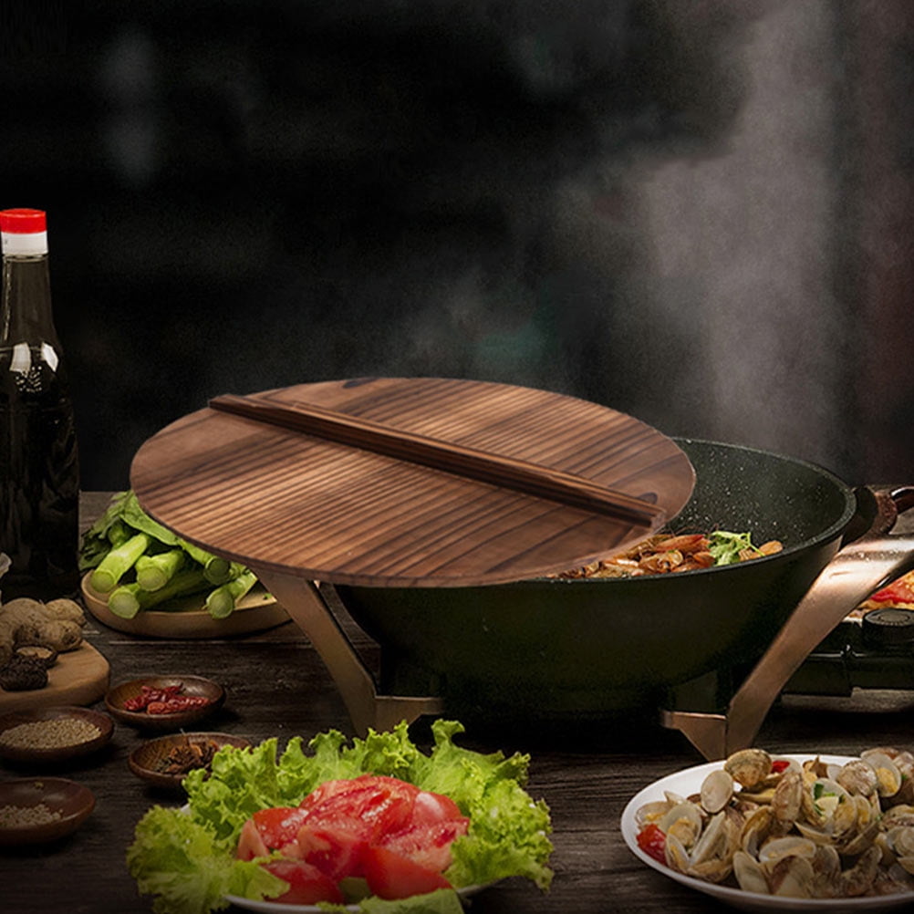 HAMPPLIES Cooking Pot Cover Natural Wood Color 1Pcs Even Heat ...