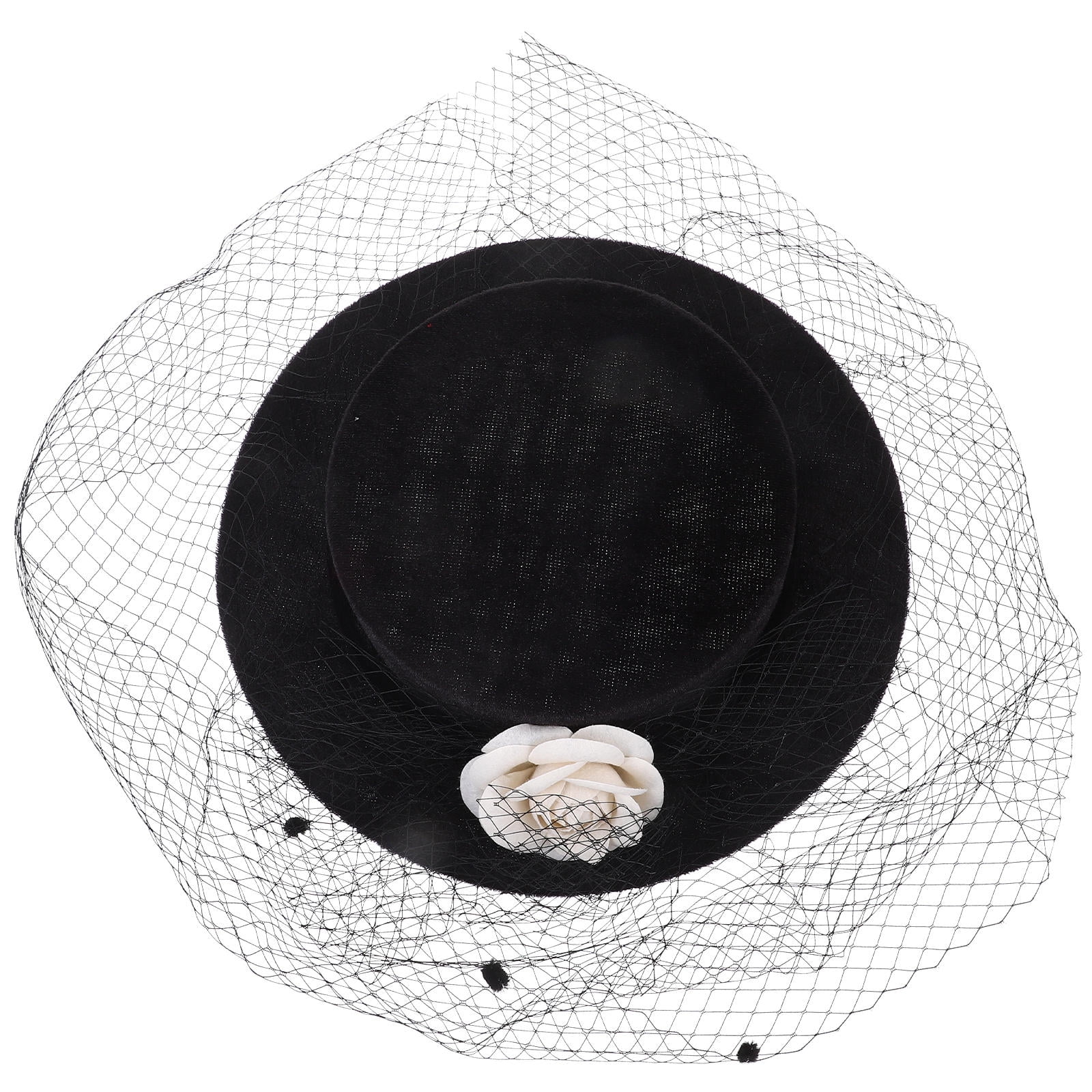 HAMPPLIES 1Pcs Church Hat Wide Brim Flat Velvet Photography Props For ...