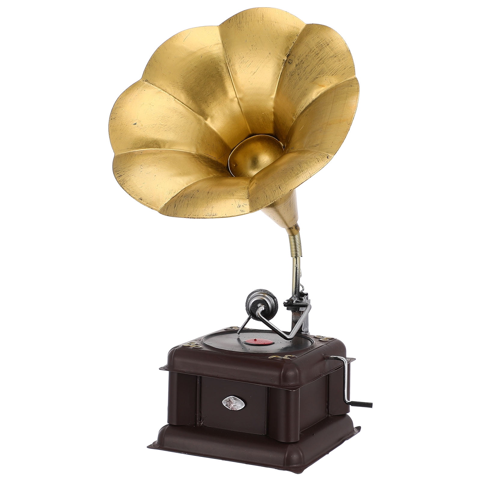 HAMPPLIES 1Pcs Classic Retro Golden Iron Resin Phonograph For Home And ...