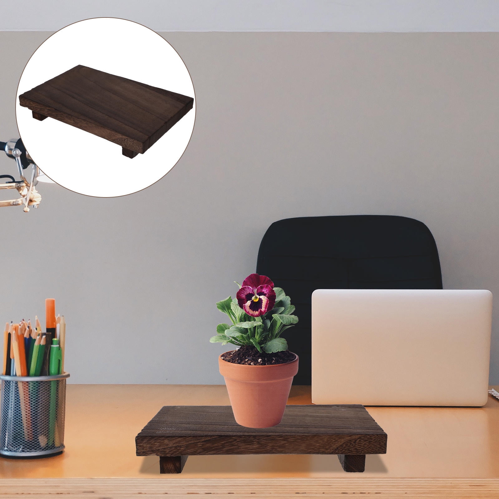 HAMPPLIES 1Pcs Dark Brown Rectangular Planter Stand for Living Room and ...