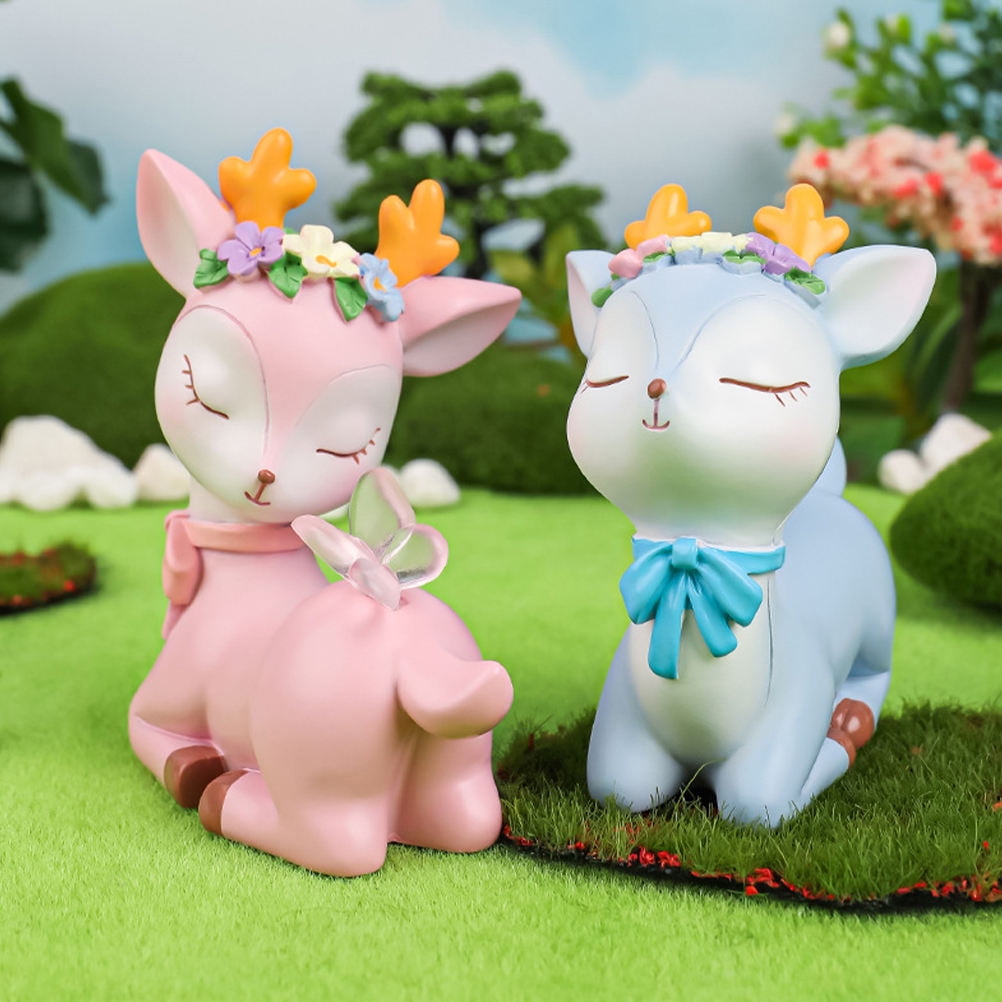 HAMPPLIES Cartoon Deer Figurines Pink Resin 1Pcs 2.7X2.0In - Walmart.com
