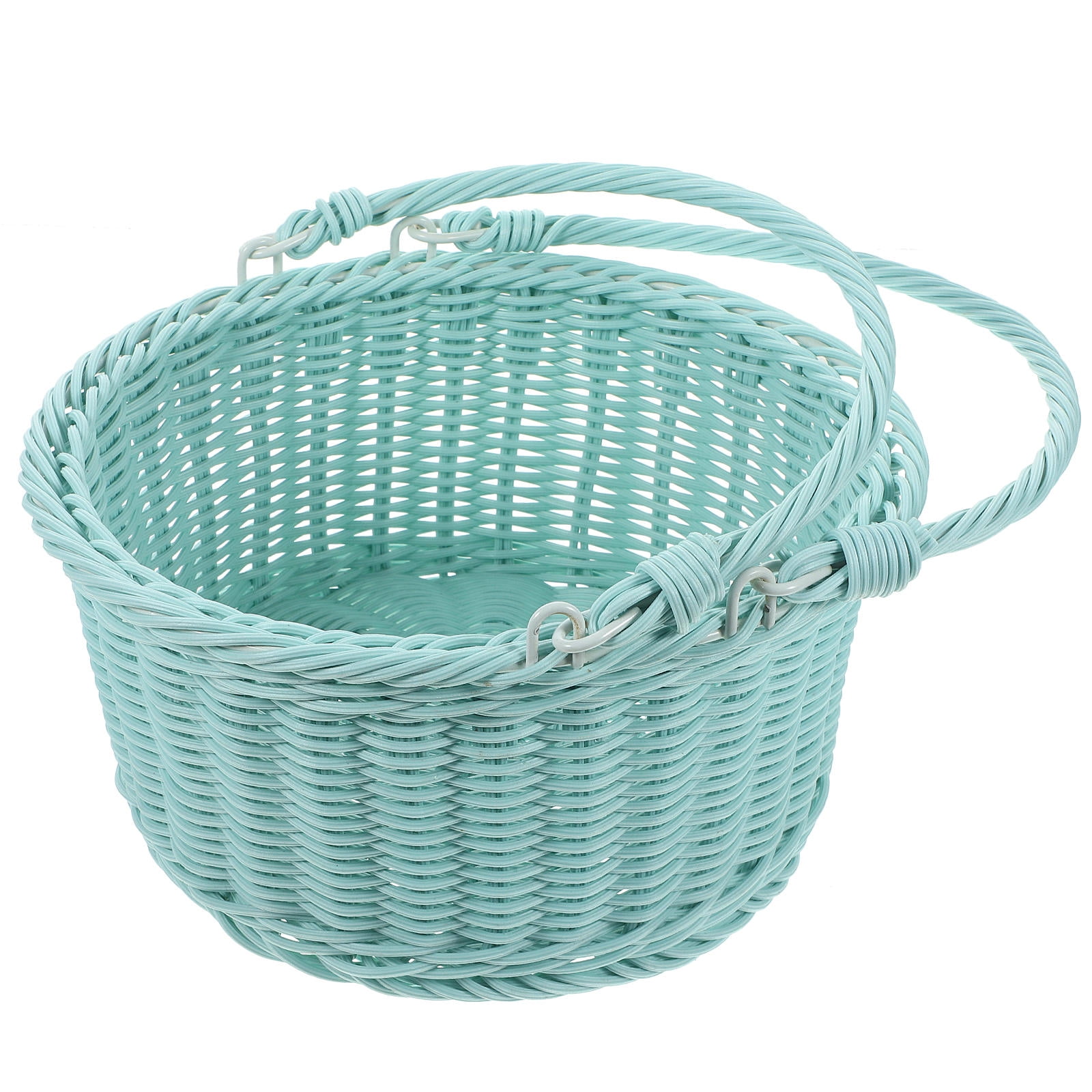 HAMPPLIES Round Woven Storage Basket Blue 1Pack 9.1X7.9X10.2In ...
