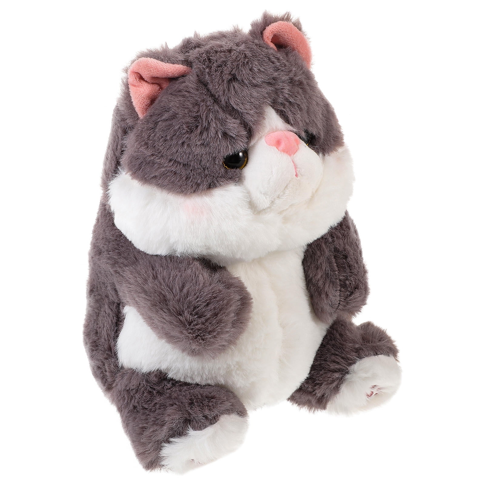 HAMPPLIES 1Pcs Grey Plush Stuffed Animal for Kids Cat Shape with PP ...