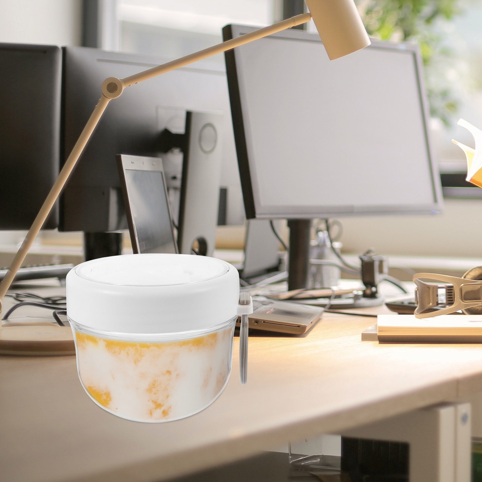 HAMPPLIES 1Pcs Overnight Oat Container White Round Sealed Leak Proof ...